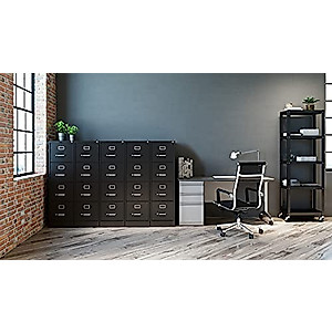 Office Dimensions Commercial 4 Drawer Letter Width Vertical File Cabinet, 22" Deep - Black