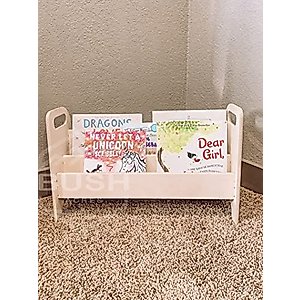 Bush Acres Montessori Kids Portable Bookshelf | Toddler Bookcase - Wooden Furniture Nursery Gift Book Shelf USA