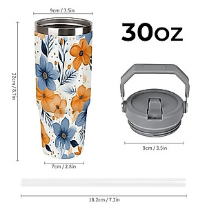 SYJTGDE Large Capacity Car Cup Blue And Orange Flowers Fashionable Upgrade Car Cup Advanced And Beautiful Travel Cup