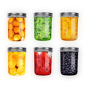 ZenTong Infi 8 oz Mason Jars,6 Pack Regular Mouth Glass Jars With Lid Salad Jars 8 oz Canning Jars for Pickling Canning Home Decor Overnight Oats Fruit Preserves Jam Jelly Food Storage DIY Projects