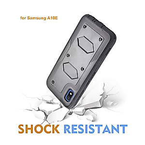 A10E Case, for Samsung Galaxy A10E Full Body Armor Rugged Holster Defender Hybrid Tough Case with 360 Swivel Belt Clip Kickstand & Built in Screen Protector (Black)