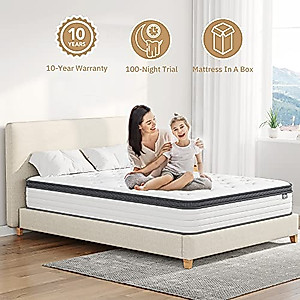 TeQsli Full Mattress, 10 Inch Memory Foam Innerspring Hybrid Mattress in A Box