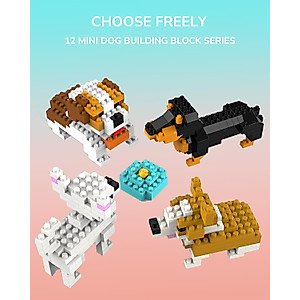 Kimiangel Party Favors for Kids, 12 Pack Mini Dog Building Blocks Sets for Goodie Bags, Prizes, Birthday, Christmas, Kids Stocking Stuffers 8-12 Prize Box Toys for Kids Classroom