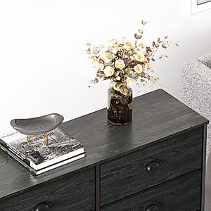 Furnulem 8 Drawer Dresser for Bedroom, TV Stand with Fabric Bins for 50'' TV, Large Chest of Drawers for Bedroom, Office, Dorm, Closet, Kids Room, Sturdy Metal Frame & Wood Top (Black Oak)