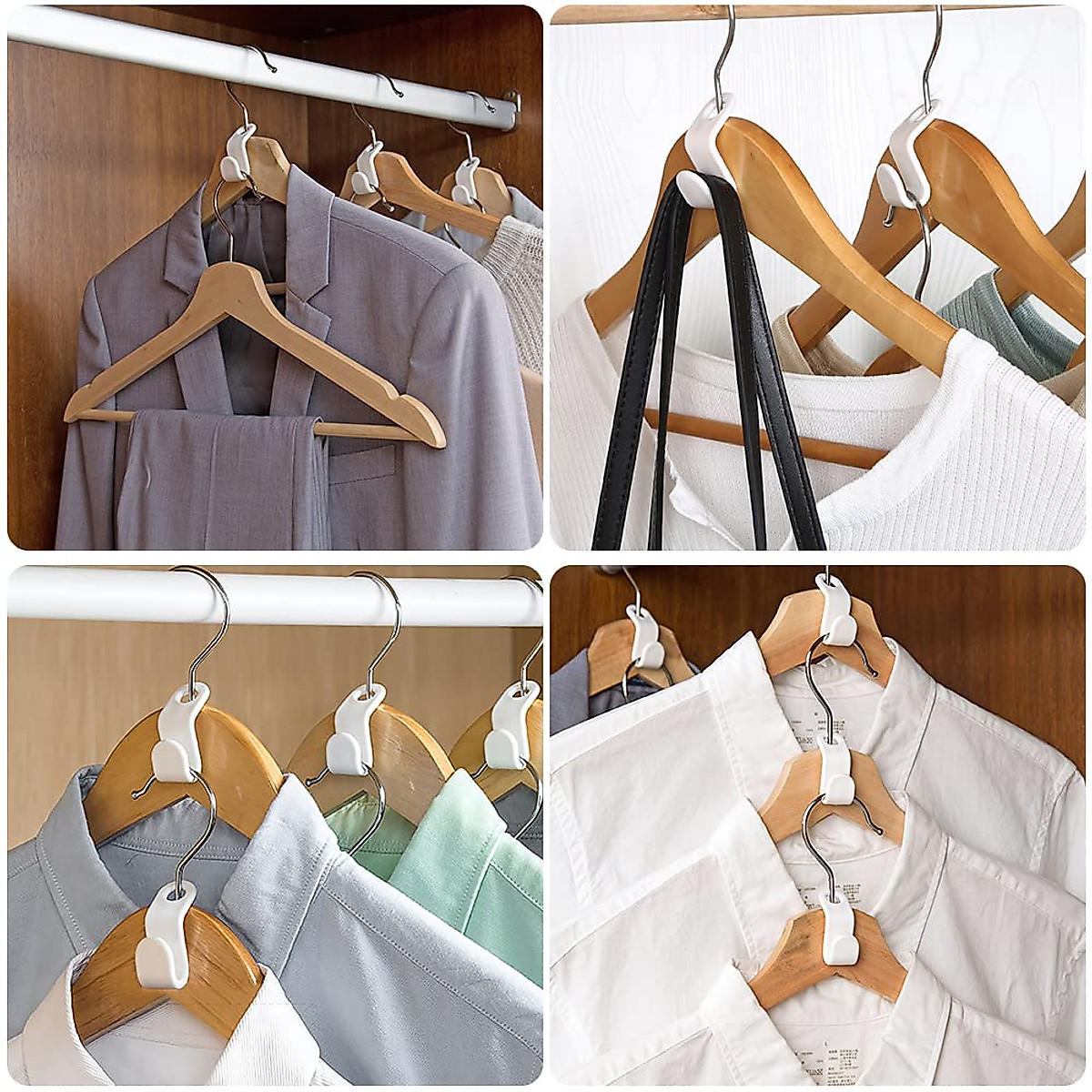 100Pcs Clothes Hanger Connector Hooks,Super Space Saving for Closet Heavy Duty Cascading Hanger Extender Hooks Plastic Closet Hanger Organizer 4 Color