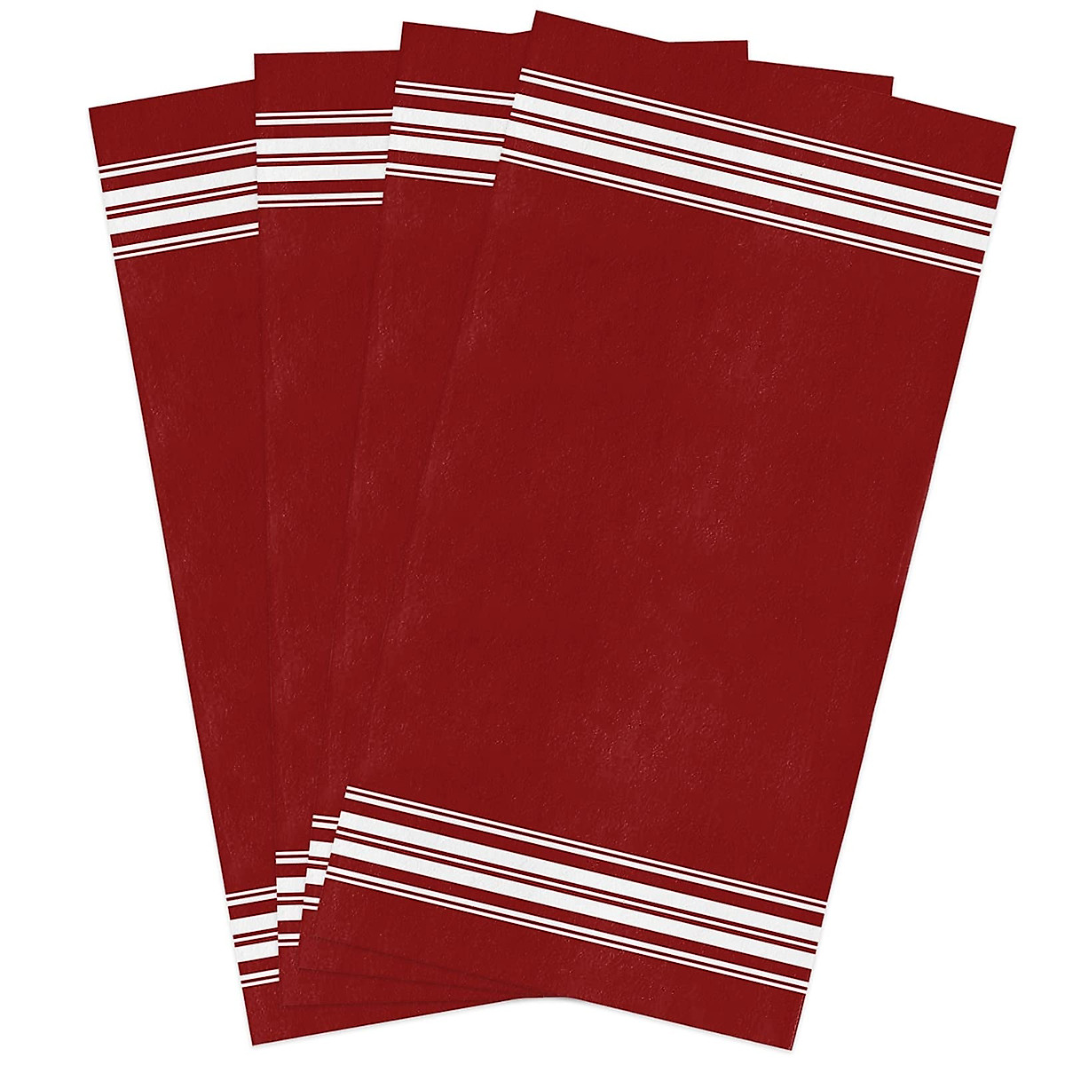 Kitchen Towel Set, Red White Stripe Fast Drying Microfiber Kitchen Towels Dish Cloths, Tea Towels/Bar Towels/Hand Towels Country Farmhouse Modern Rustic (Set of 4, 18x28 Inch)