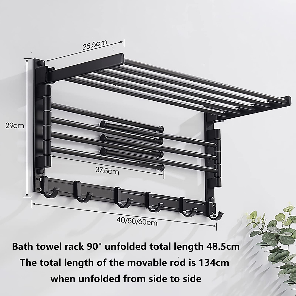 NADAENQ Bath Towel Holder, Multifunctional Rotating Towel Rack, No Punching Bathroom Towel Rack for Bathroom, Kitchen and Wardrobe,50cm