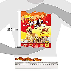 Jungle Calling Dog Treats, Natural Chicken Wrapped Rawhide Sticks, Grain-Free Training Rewards Chews for Small and Medium Puppy,10.6oz
