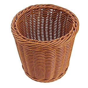 jojofuny Decorative Wicker Waste Basket with Lid Paper Wastebasket Haven Woven Basket Trash Can Garbage Container Bin for Bathroom Kitchen