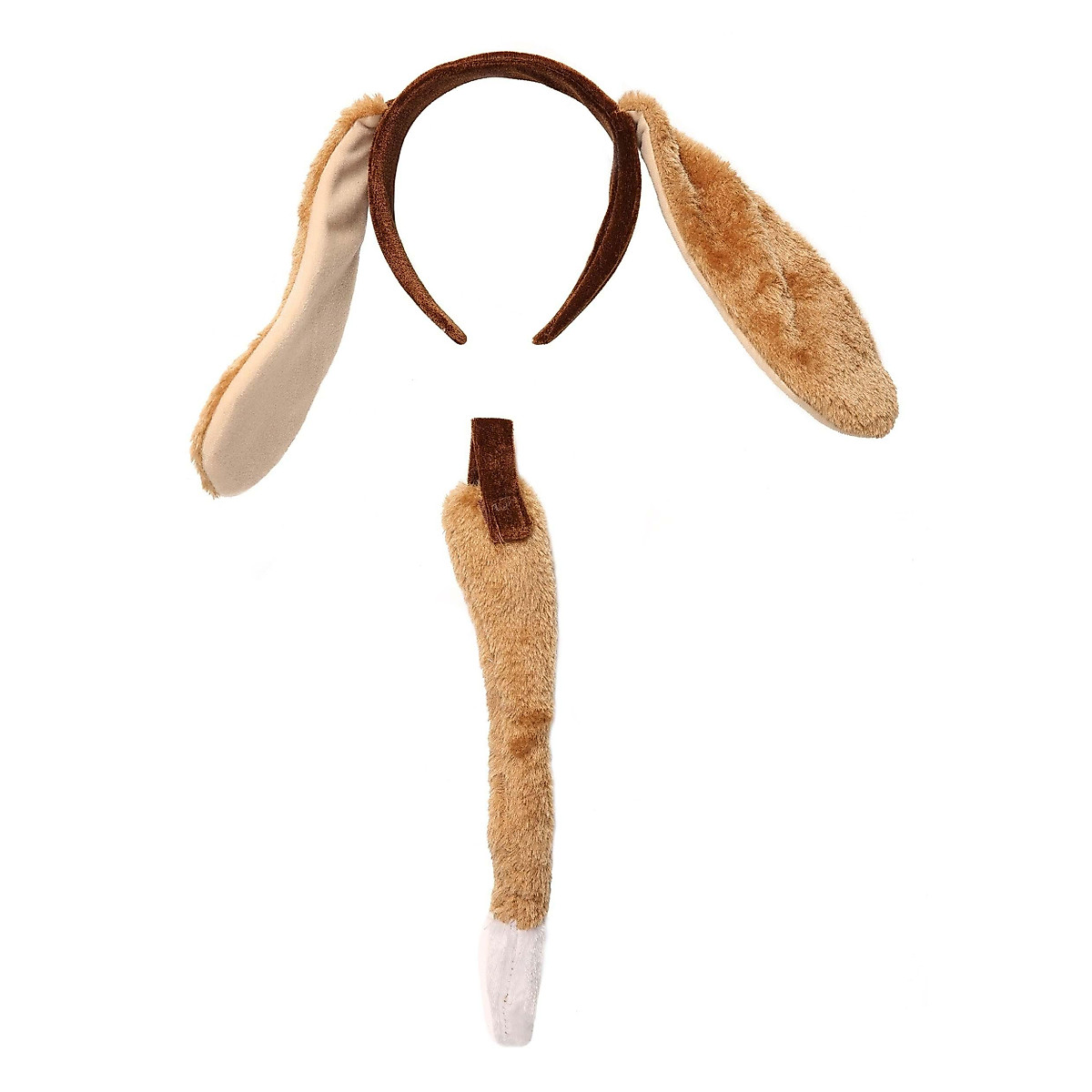 Puppy Dog Ears and Tail Costume Accessory Kit - Plush Ears and Faux Fur Tail, One Size Fits Most Brown