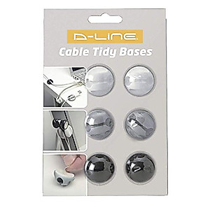 D-Line Cable Tidy Clips - Self-Adhesive - Multipurpose Cord Holder - Cable Tidy Bases 6pk, Black/Gray/White