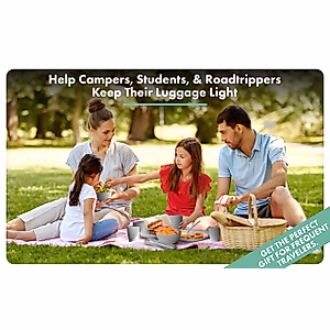 FOODLE Wheat Straw Dinnerware Sets for 6 - Lightweight & Unbreakable - Microwave & Dishwasher Safe - Perfect for Picnic, Dorm, RV Dishes - Camping Plates Cups and Bowls Set - Great for Kids & Adults