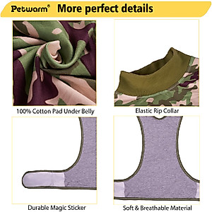 PetWarm Dog Surgical Recovery Suit,Anti-Licking Pet Surgical Recovery Snugly Suit Bodysuit for Abdominal Wounds Skin Disease Substitute E-Collar & Cone,Dog Onesie,Camouflage Pattern,Green,S