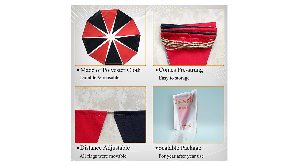 Uniwish Black Red Triangle Flag Banner for Events