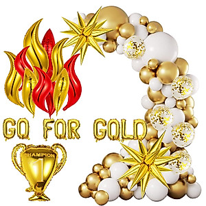 Paris Sports 2024 Themed Party Decorations,Football Party Supplies Champion Trophy Aluminum Foil Balloon,Glitter Go For Gold Banner for 2025 Sports Birthday Game Football Party Decorations Supplies