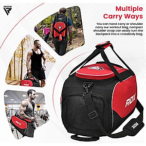 RDX Kit Bag Gym Duffle Sports Holdall Gear MMA Fitness Exercise Equipment Backpack Hiking Luggage Shoulder Sportswear Lightweight Rucksack Handles Running Zipper Travel Carry on Shoe Compartment