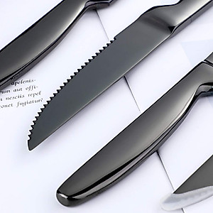 BYEGOU Black Steak Knife Sets, 6-Pieces Stainless Steel Kitchen Steak Knives-Easy to Clean and Non-Stick, 8.6 Inch, Dishwasher Safe
