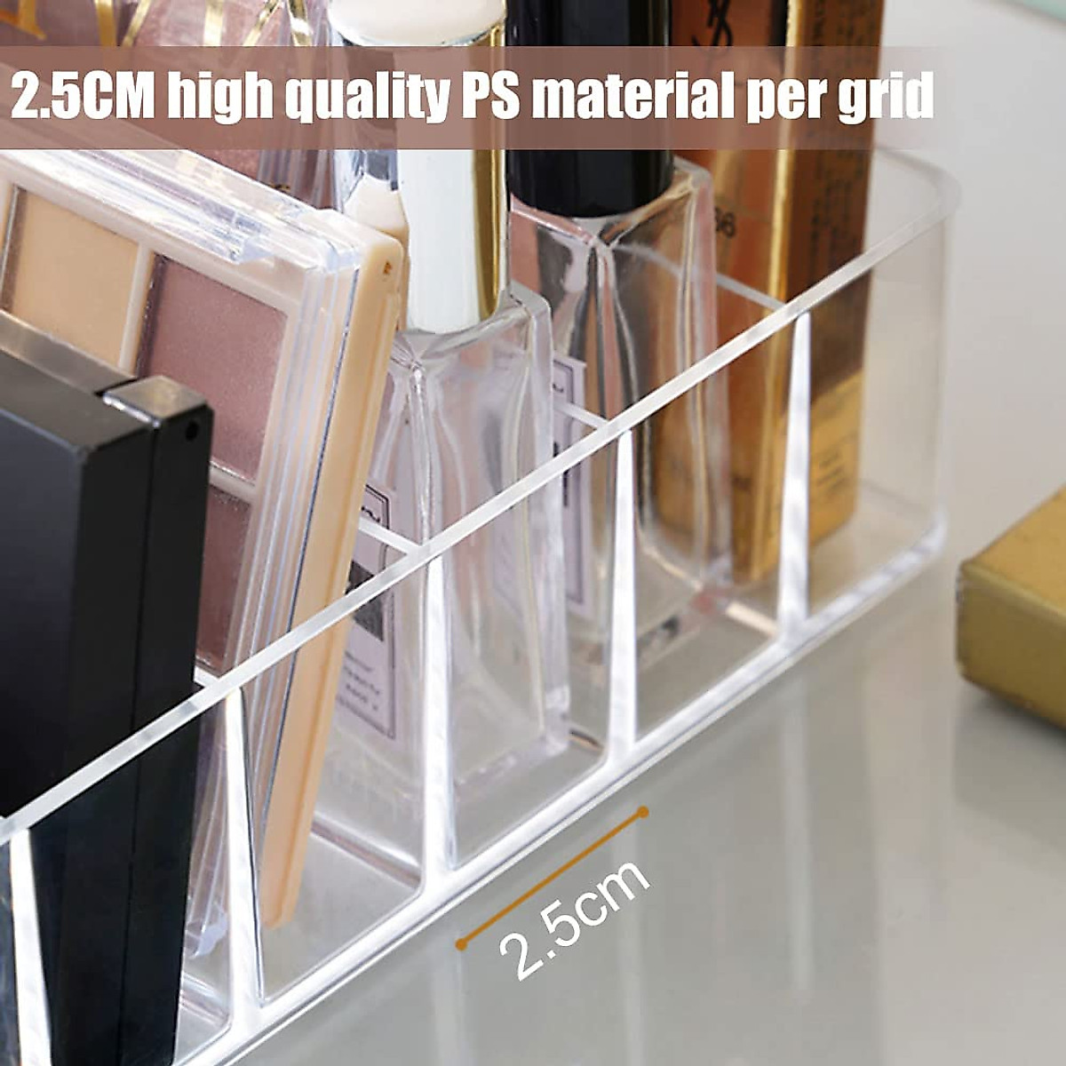 TWUTGAYW Eyeshadow Palette Organizer, Acrylic Clear Make Up Organizers and Storage Holder, Cosmetics Makeup Drawer Organizer for Vanity Bedroom 7 Section BPA Free Vanity Organizers and Storage