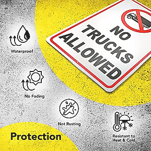 No Trucks Sign - 8x12 Aluminum No Big Trucks Sign - No Truck Parking Signs - No Trucks Allowed Sign - Private Road No Truck Turnaround Sign