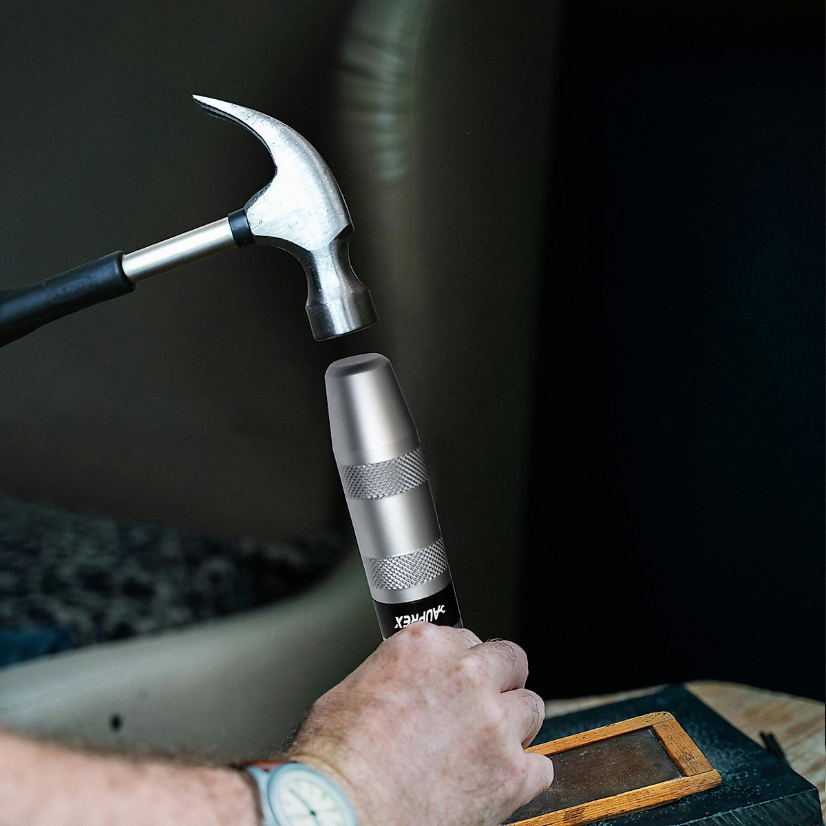 AUPREX Manual Impact Screwdriver, 1/2” Reversible Hand Impact Driver Set, Hammer Screwdriver with 12-Piece CR-V Slotted, Phillips, Hexagonal Bits Set for Removing Rusted Fasteners or Frozen Bolts