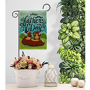 Beary Happy Father's Day Garden Flag - Family Dad Daddy Papa Grandpa Best Parent Sibling Relatives Grandparent - House Decoration Banner Small Yard Gift Double-Sided Made in USA 13 X 18.5