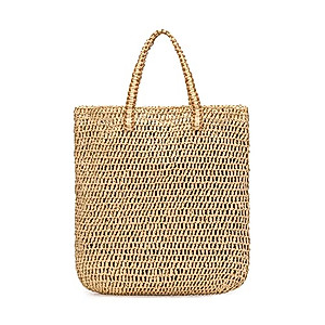 Lam Gallery Women's Straw Tote Shoulder Bag Summer Beach Bags Large Capacity Woven Handbag (Natural Color)