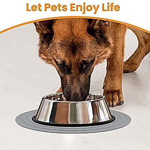 Ptlom Pet Food Mat for Dog and Cat Placemat 2 Pcs, Mat for Prevent Food and Water Overflow, Suitable for Medium and Small Pet, Silicone, 9.5"* 9.5"