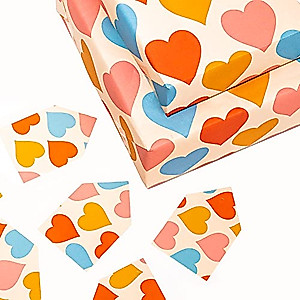 CENTRAL 23 Wedding Gift Wrapping Paper - Heart Wrapping Paper for Her - 6 Sheets of Gift Wrap for Women - For Birthday Anniversary Bridal Shower Valentines Day - Comes With Fun Stickers