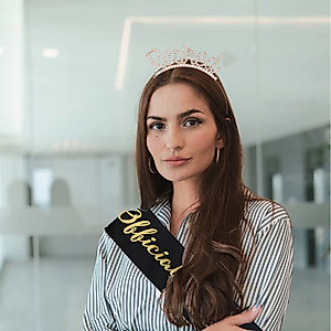 Siutaga Officially Retirement Party Set Gold Retired Tiara Crown Headband and Black Belt with Gold Lettering Retirement Party Supplies Retirement Gifts for Women