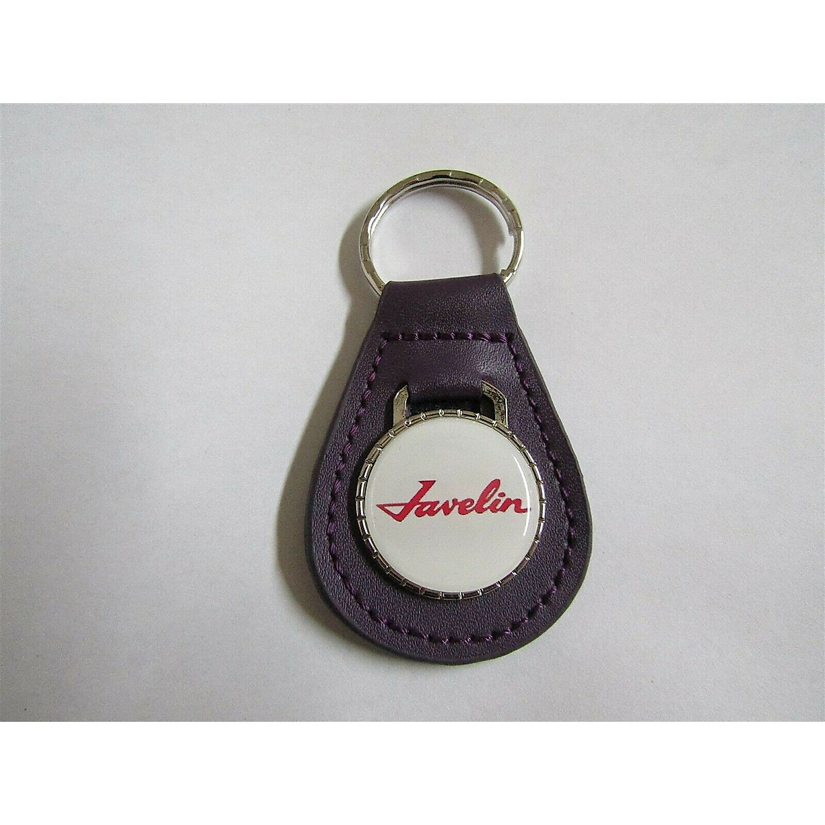 JAVELIN SCRIPT EMBLEM LOGO LEATHER KEYCHAIN - PURPLE