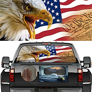 OEME Rear Window Decals for Trucks ,Truck Decals for Men , Patriotic Decoration Vinyl Sticker , American Flag Decal Large Size 66 in x 20 in