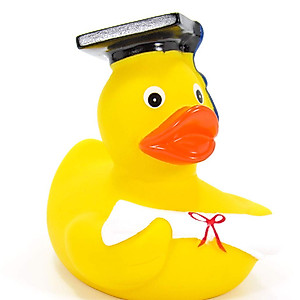 Graduation Diploma Rubber Duck Bath Toy | Squeaker Sound, Child Safe, Gift, Cake Topper, Part Favor | Collectable | 3.5” | Imported from Germany
