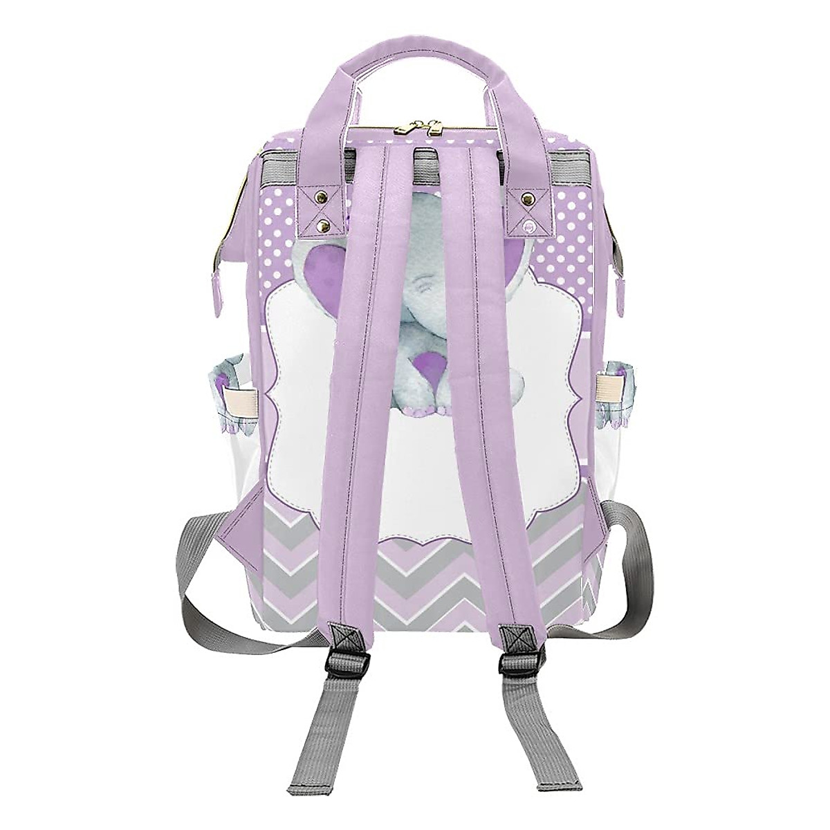 Polka Dot Purple Elephant Diaper Bags Backpack with Name Personalized Nursing Nappy Bag Travel Tote Bag Gifts