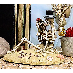 Ebros Love Never Dies Shipwrecked Castaway Wedding Skeleton Hot Couple Making Out by The Beach Statue 5.25" Long Day of The Dead Decorative Valentine Skeleton Lovers Kissing Figurine