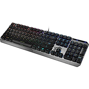 MSI Vigor GK50 Low Profile RGB Mechanical Gaming Keyboard, Kailh White Low Profile Switches, Brushed Aluminum Design, Ergonomic Keycap Design, RGB Mystic Light