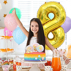 Number 8 Balloon 40 Inch Gold 8 Balloon Number 8 Helium Number Balloons 8 Year Old Birthday Decorations Giant Numbers For Party Digital 8 For Birthday Wedding Bridal Shower Photo Shoot Anniversary