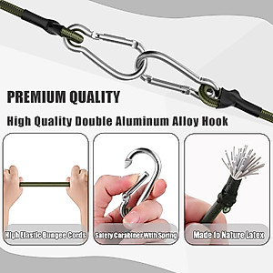 Bungee Cords with Carabiner Hooks 12 inch Heavy Duty Outdoor Camping Accessories Rope Elastic for Luggage Cargo Camping RV Hand Carts Oilcloth Binding 4 pcs