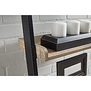 Signature Design by Ashley Gerdanet Urban Industrial 4 Shelf Ladder Bookcase, Light Brown & Black