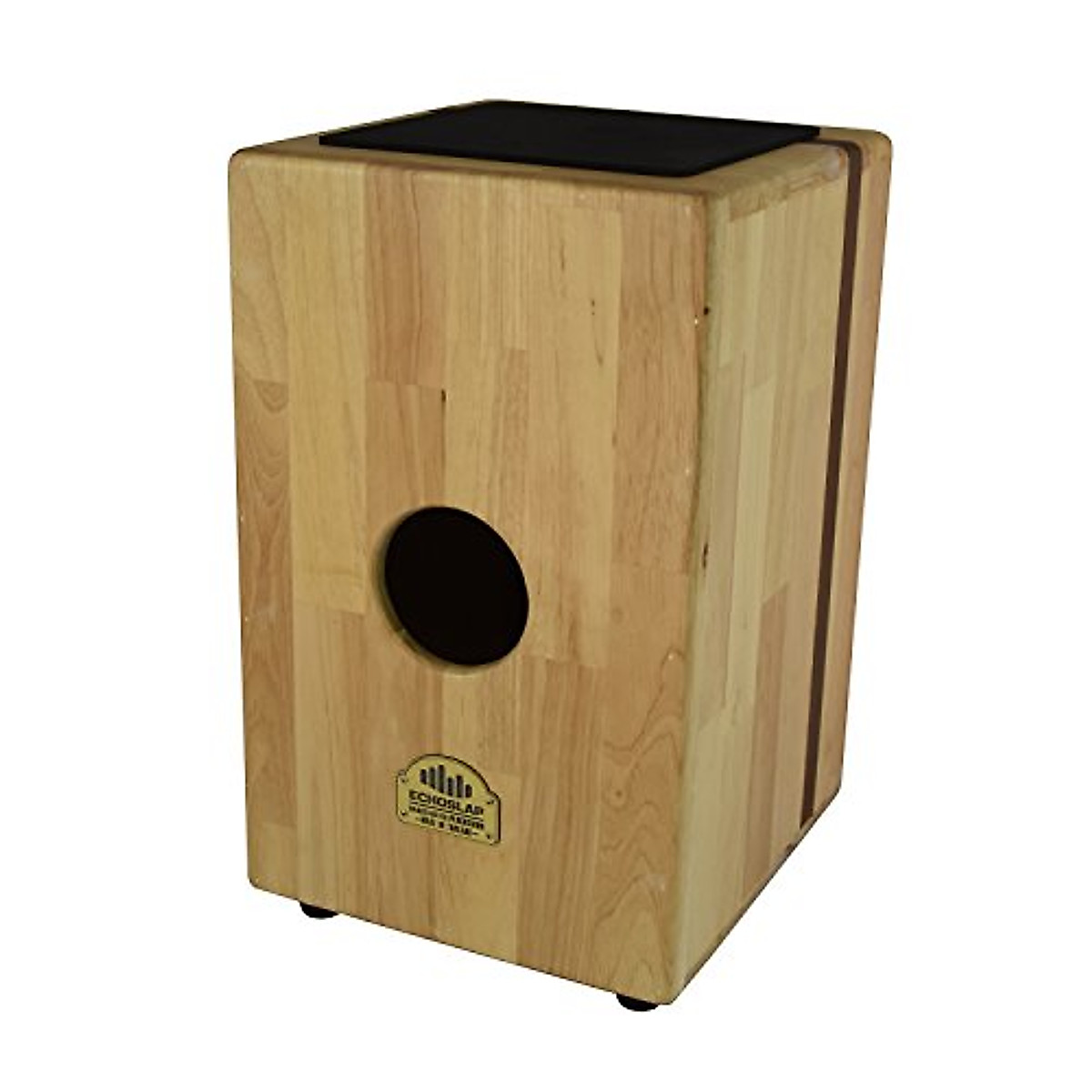 Echoslap Solid Siam Oak Bass Cajon - Vintage Dark Faceplate, Hand Crafted Solid Body for Deep Bass Tones, 6 Adjustable Snare Wires for Crisp Buzz, Two Sound Holes, Padded Seat + Free Backpack Gig Bag