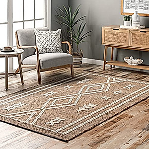 nuLOOM Ricki Hand Woven Tribal Flatweave Area Rug, 8' x 10', Natural