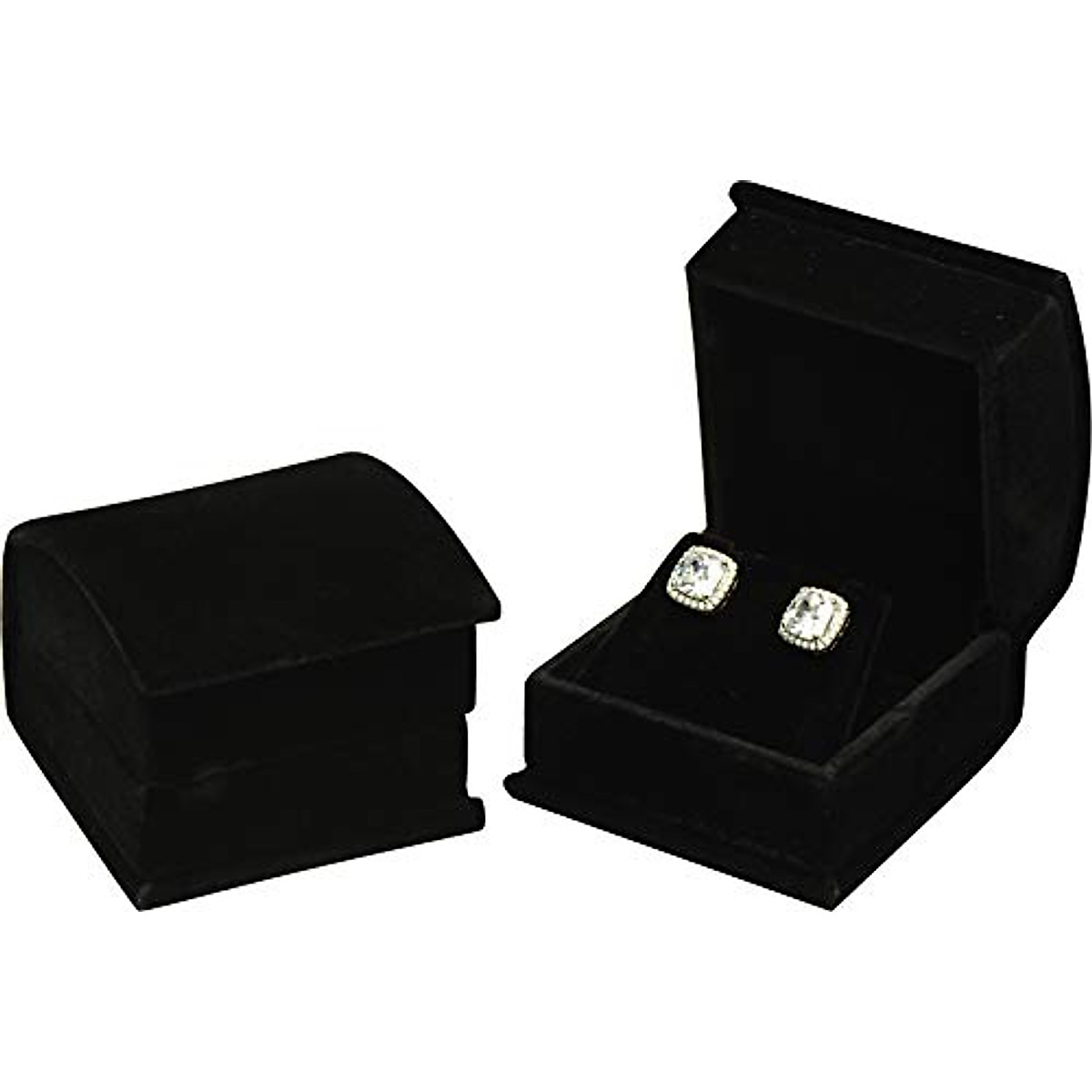 Black Color Luxury Velvet Multiple Use Earring Necklace Pendant Jewelry Gift Box for Wedding, Birthday, Valentine' Day, Mother's Day, Christmas...Comes with an Extra Individual White Packer Box Size 2.15〞(W)*2.15〞(D)*1.65〞(H)( Jewelry not included)