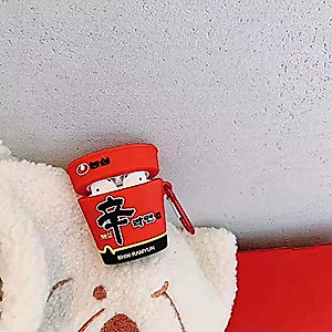 XYFS Compatible with Airpods 1/2 Case Cover, 3D Cute Cartoon Funny Fun, Silicone Air pods Stylish Chic Character Skin Keychain Kits,Stylish Girl Child Teen boy Airpods case (Ramen Cup)