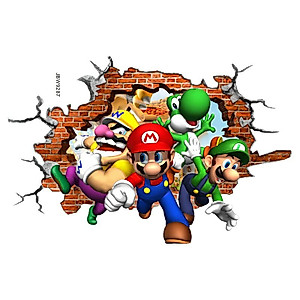 3D Wall Decals Sticker,Children Cartoon Bedroom Background Wall Decoration Self Adhesive Wall Sticker,Hedgehog Video Game Sticker Birthday Party Supplies