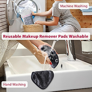 Makeup Remover Cloth, 6" x 6" Makeup Remover Towels Reusable Face Cloth for Washing Face, Makeup Remover Pads Microfiber Face Washcloth with Mesh Bag, 12 Pack, Grey