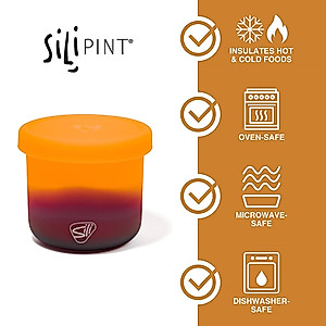 Silipint: Silicone 10oz Lidded Bowls: 2 Pack Sun Storm - Unbreakable, Flexible, Sustainable, Microwave-Oven-Dishwasher, Non-Slip