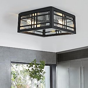 Betklamp Square Ceiling Light Fixtures Flush Mount Lighting Fixtures, 2-Light Porch Ceiling Lights Outdoor Ceiling Light Fixture for Porch Hallway Kitchen Entryway
