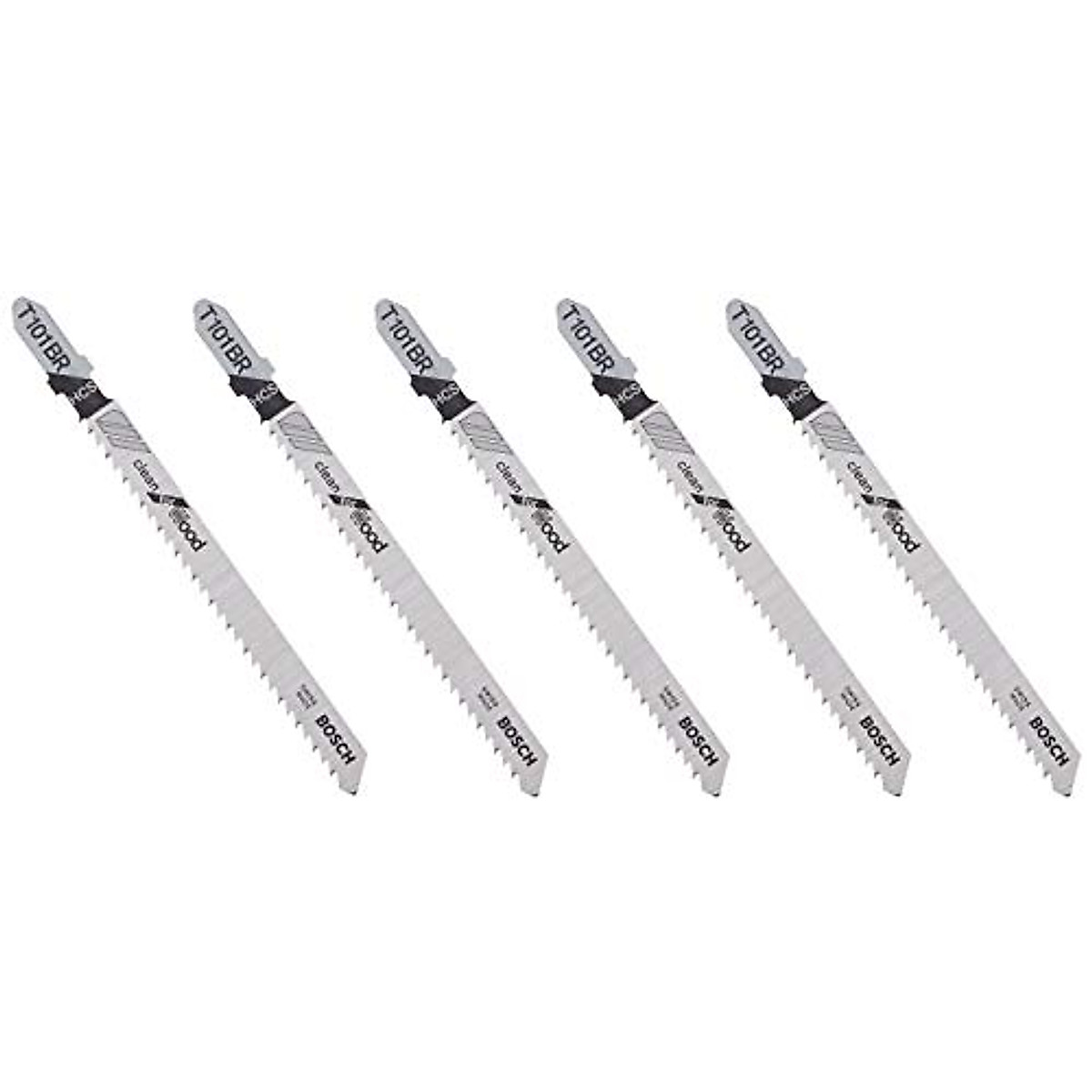 BOSCH T101BR 5-Piece 4 In. 10 TPI Reverse Pitch Clean for Wood T-Shank Jig Saw Blades