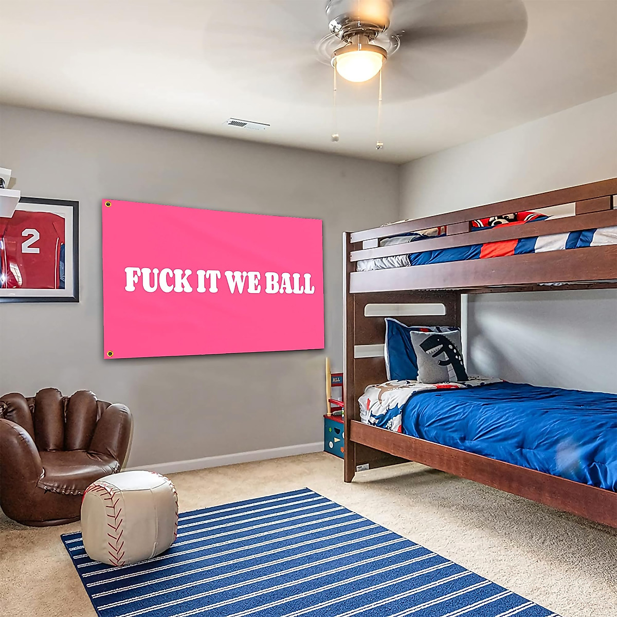 Fuck It We Ball Flag Pink 3x5 Ft Funny Man Cave Wall for Room Teen Girls Indoor Outdoor Bedroom and College Dorm Wall Decor Tapestry Gifts…