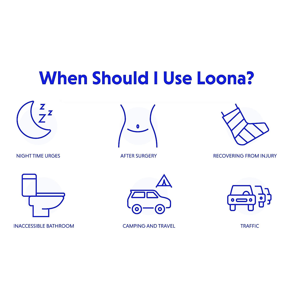 Loona Premium Spill Proof Female Urinal - Quiet, No Splash Design for Women - Ideal for Bedside, Travel, and Outdoor Use - Loona Blue - HSA/FSA Eligible