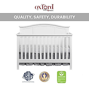 Oxford Baby Emerson 4-in-1 Convertible Crib, Snow White, GreenGuard Gold Certified
